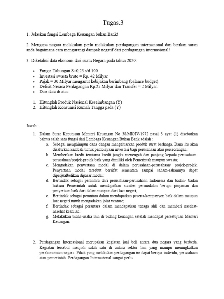 Tugas 3 Pengantar Ilmu Ekonomi | PDF