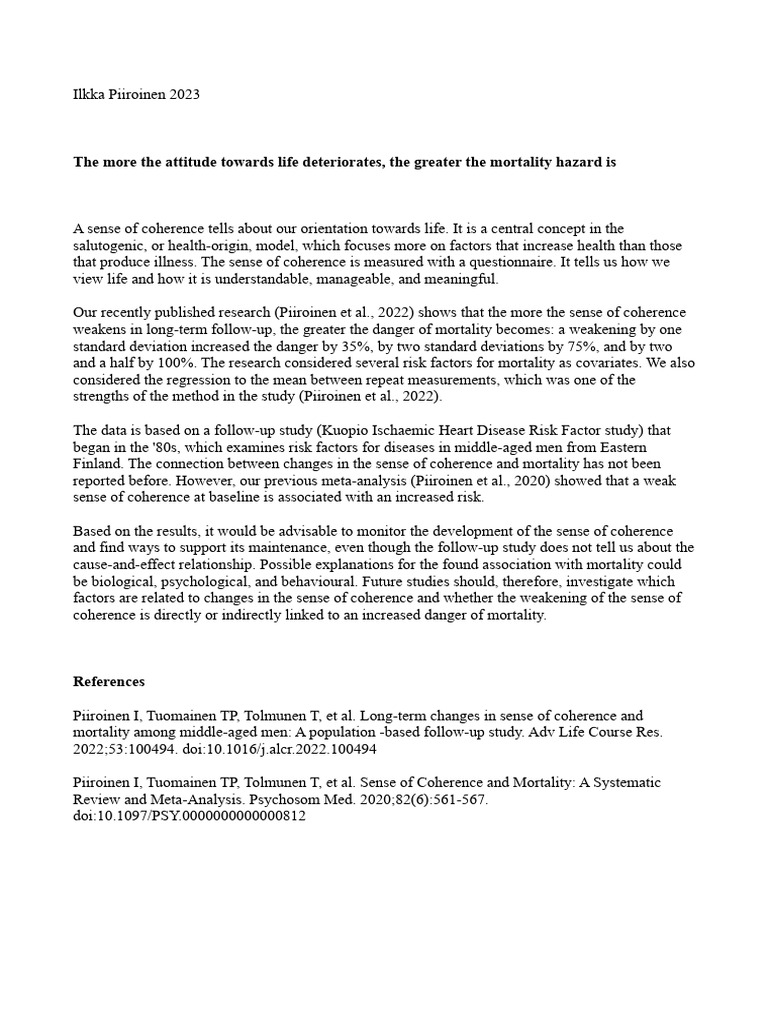 Sense of coherence | PDF