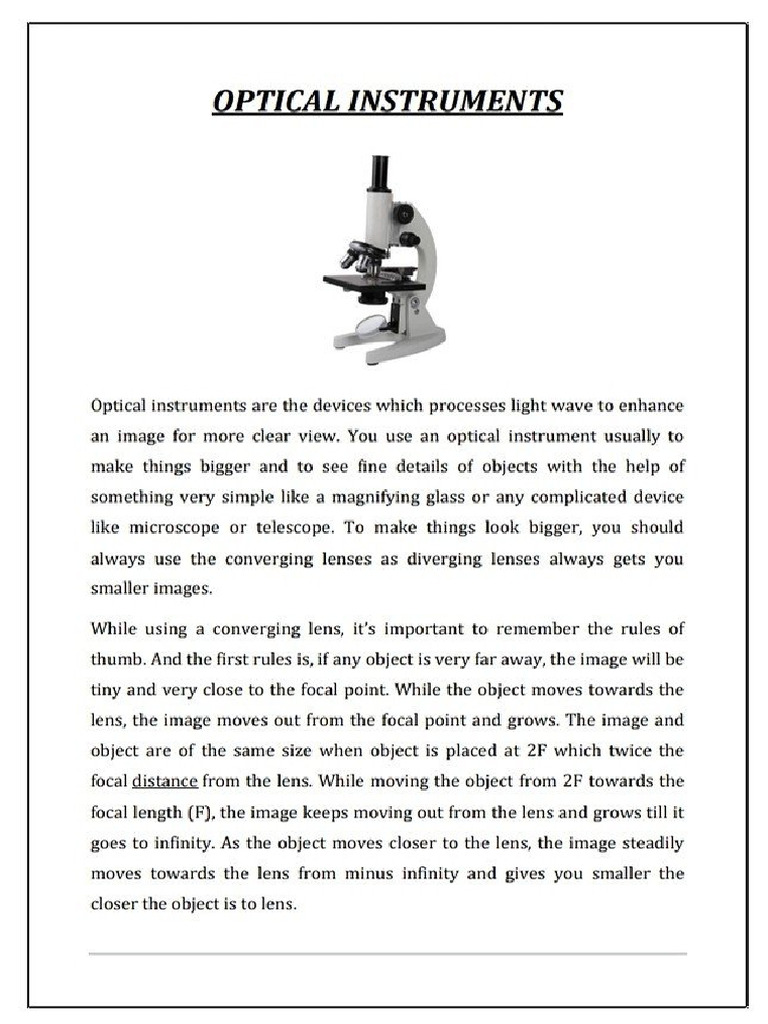 Optical Instrument (Physics) | PDF