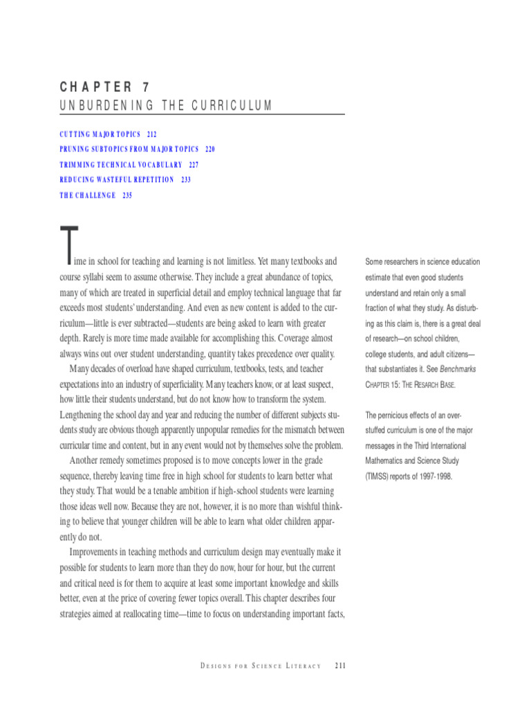 Chapter 7 Unburdening The Curriculum | PDF | Science | Curriculum