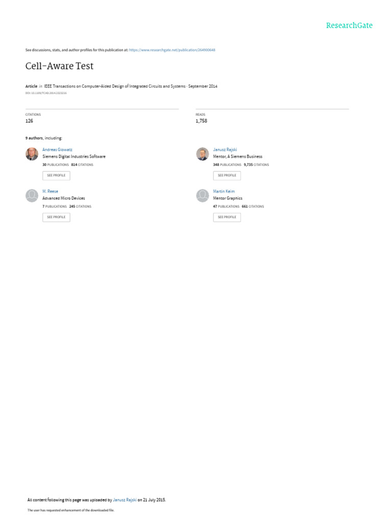 Cell-Aware Test | PDF | Art | Technology & Engineering