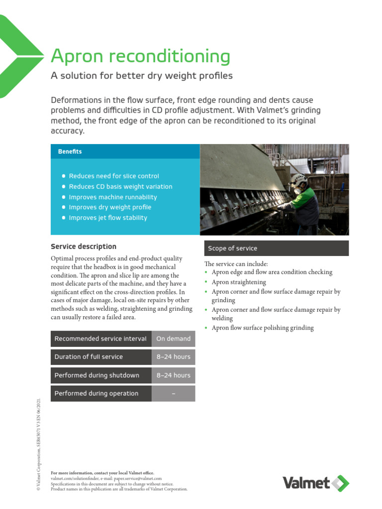 Apron reconditioning - flyer | PDF | Mechanical Engineering | Industrial Processes