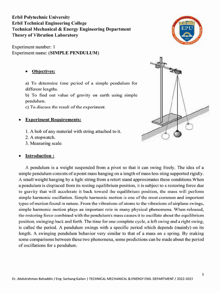 01 Vibration Lab Exp1 22-23 | PDF