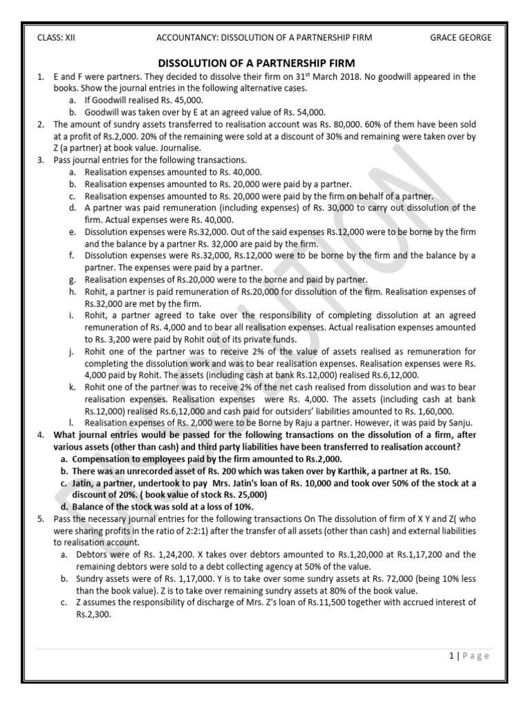 Dissolution Sums | PDF | Book Value | Balance Sheet