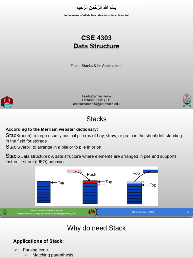 Lecture 03 - Stacks | PDF | Computers