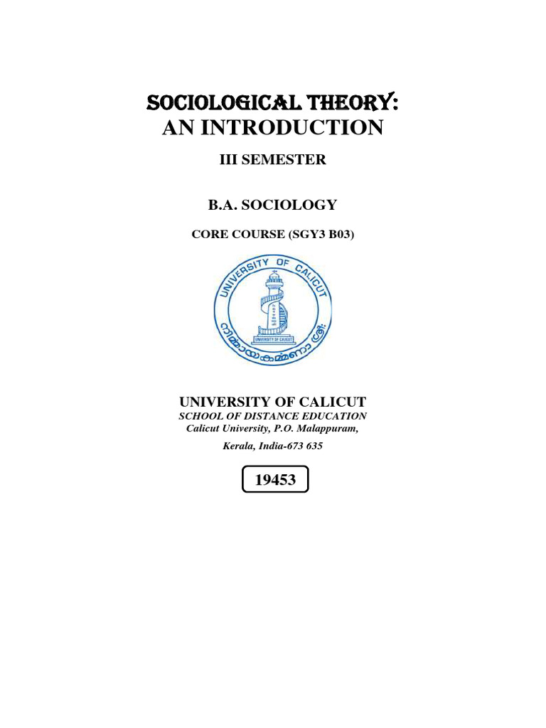 III Sem - Sociological Theory-An Introduction | PDF | Sociology ... III Sem - Sociological Theory-An Introduction | PDF | Sociology ...