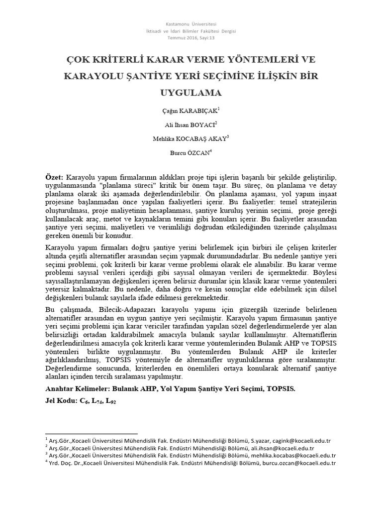 Ok KR - Terl - Karar Verme y - Ntemler - Ve Karayolu - Ant - Ye Yer - Se - M - Ne - L - K - N B ...