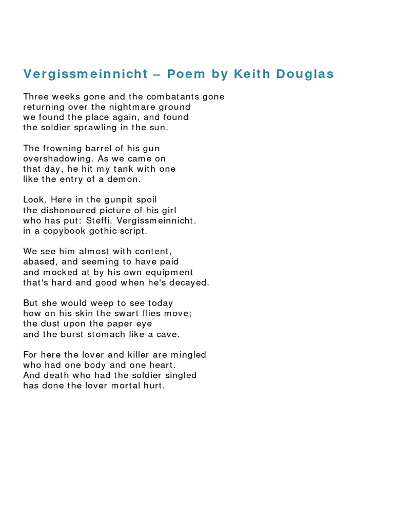 Keith Douglas Vergissmeinnicht | PDF