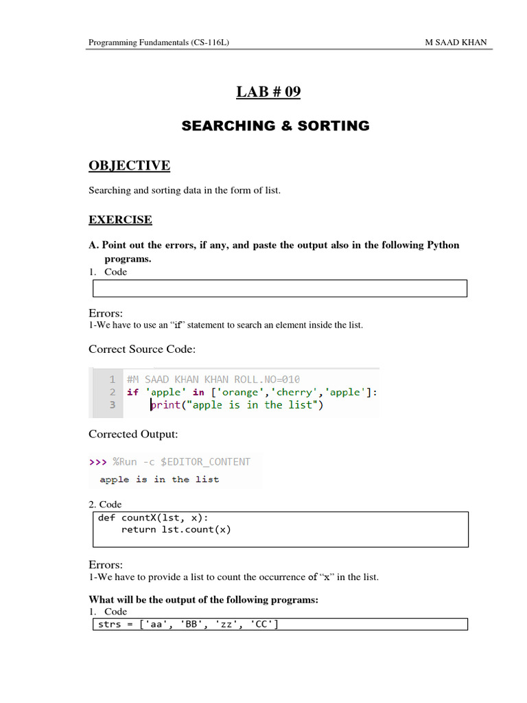 Lab 09........ | PDF | Computer Programming | Algorithms