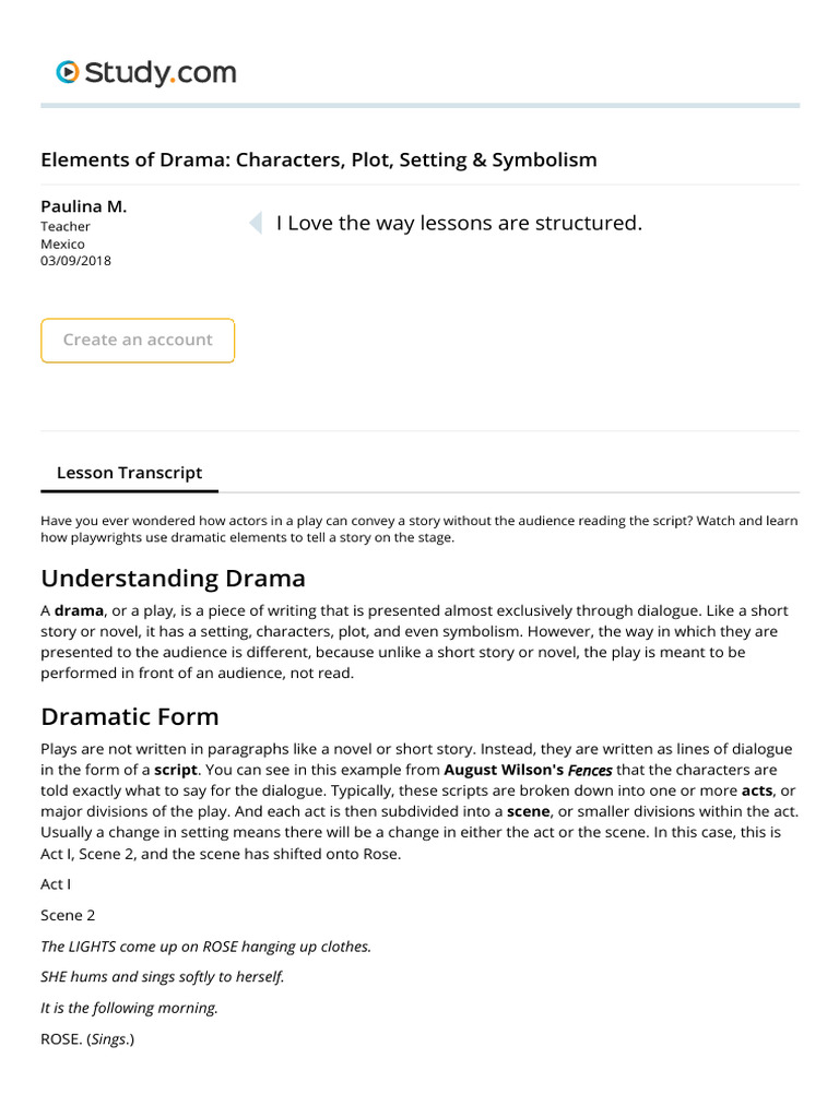 Elements of Drama | PDF | Play (Theatre) | Fences (Play)