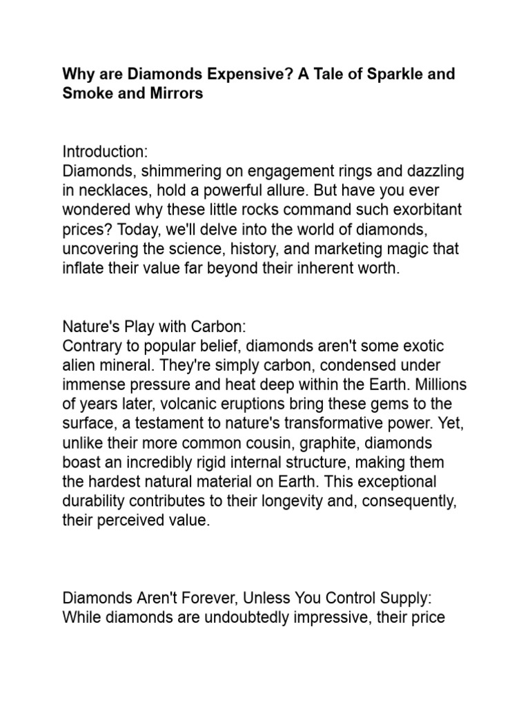Why Are Diamonds Expensive_ a Tale of Sparkle and Smoke and Mirrors (2 ...