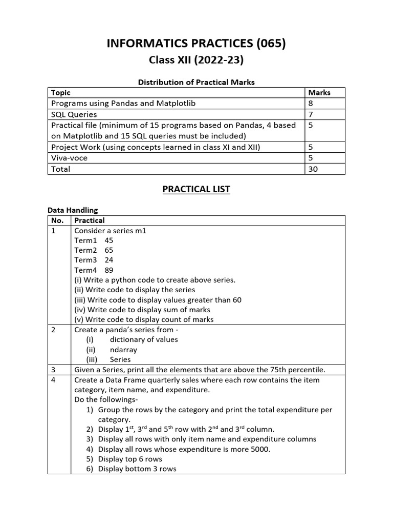 Practical List 2022-23 | PDF | Histogram | Chart Practical List 2022-23 | PDF | Histogram | Chart