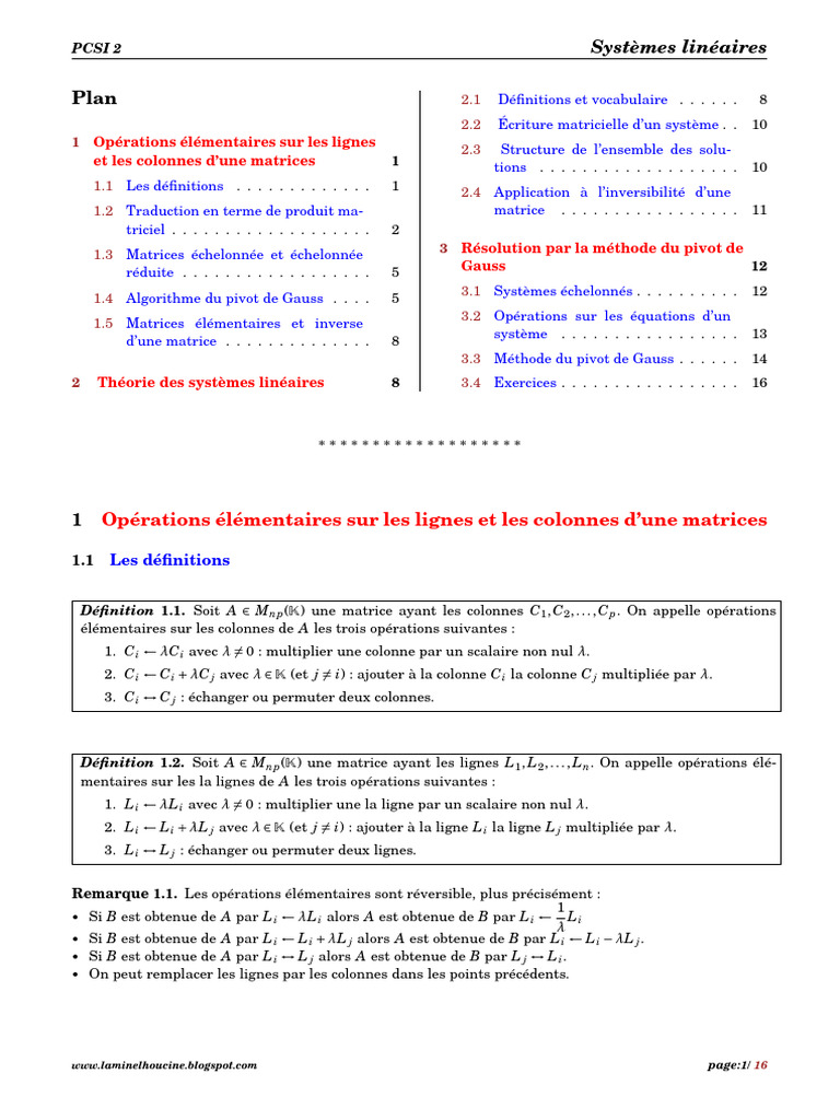 Méthodes de résolution des systèmes linéaires | PDF | Matrice ...