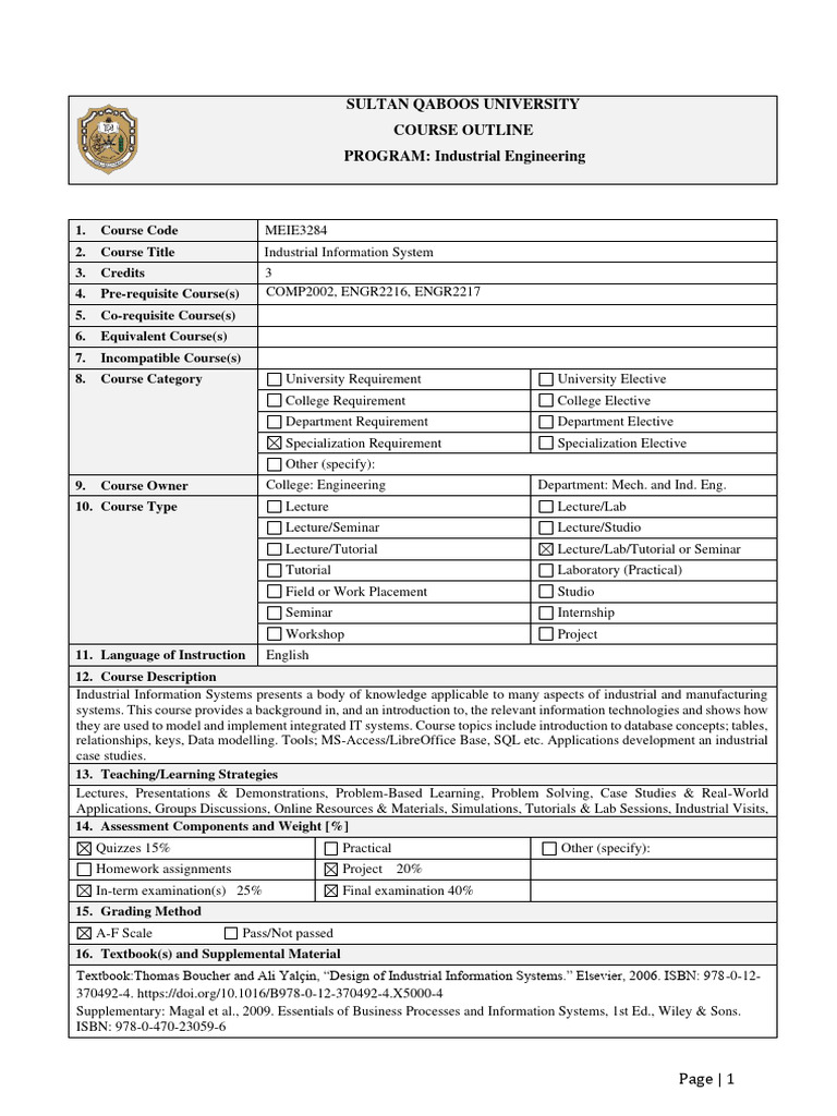 MEIE3284 Course Outline Fall23 | PDF | Databases | Relational Database