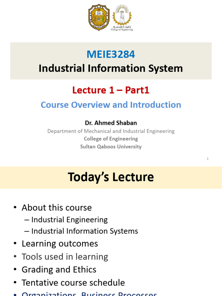MEIE3284_Lecture_01 | PDF | Information | System