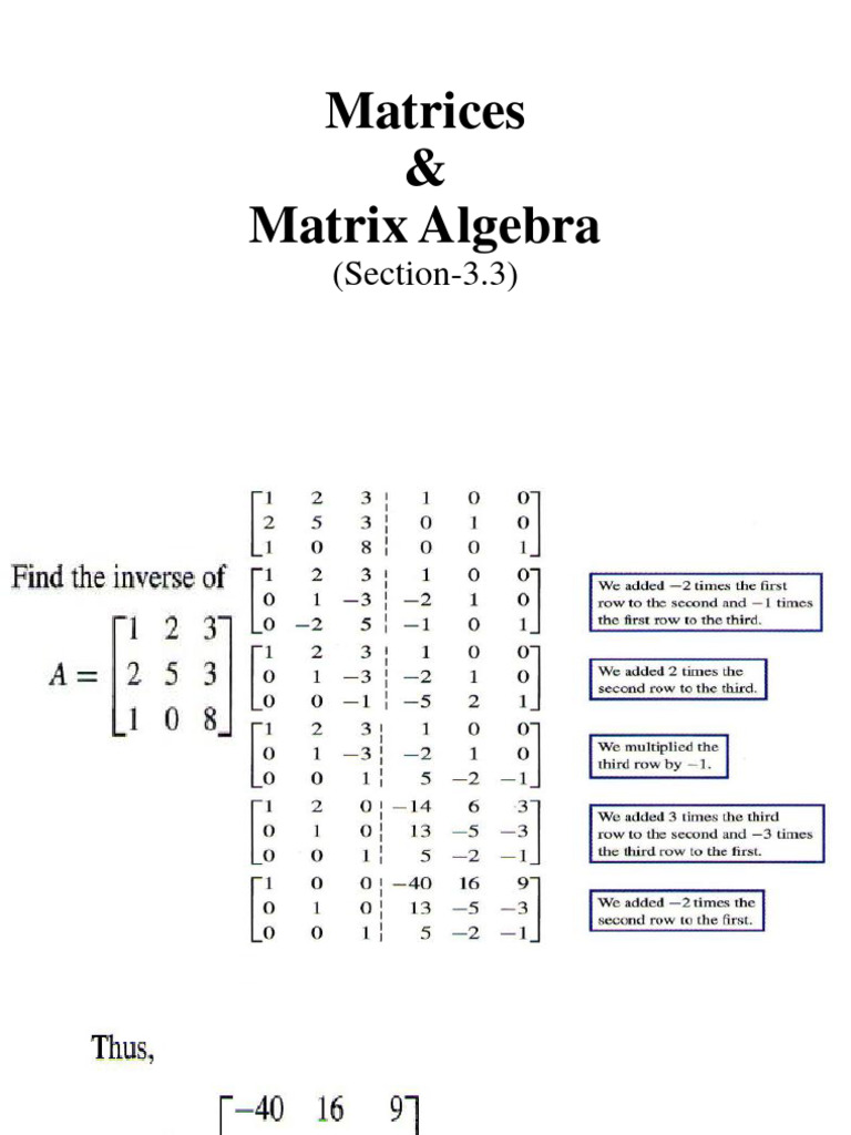 Matrices (Section - 3.3) | PDF