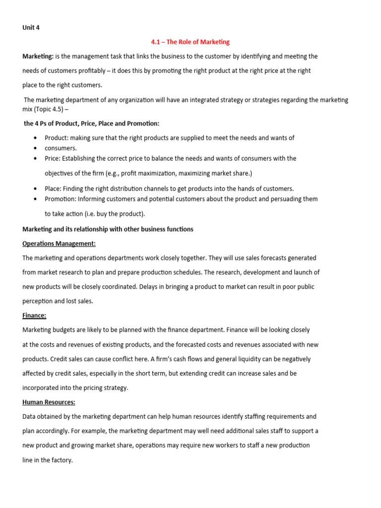 UNit 4 Business Management | PDF | Marketing | Sampling (Statistics)