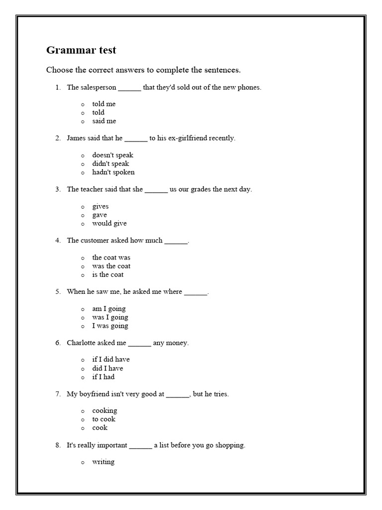 C8 Grammar and Vocabulary Test | PDF | Career & Growth | Language Arts ...