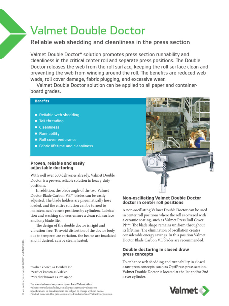 Valmet Double Doctor System Benefits | PDF | Computers
