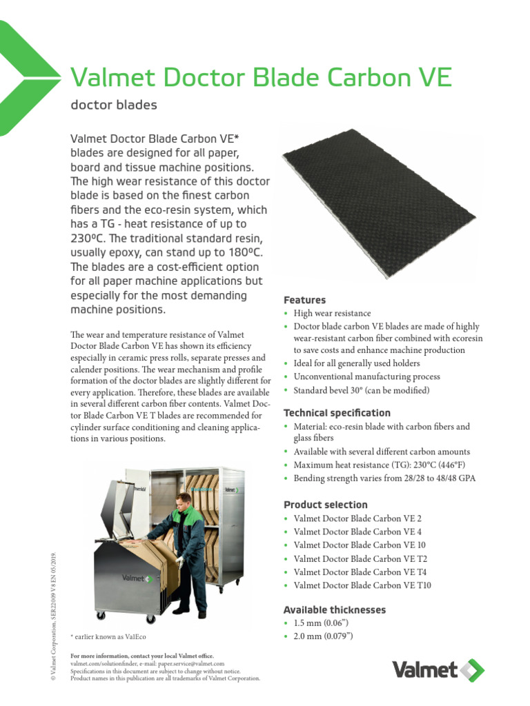 Valmet Carbon Fiber Doctor Blades | PDF | Wear | Blade