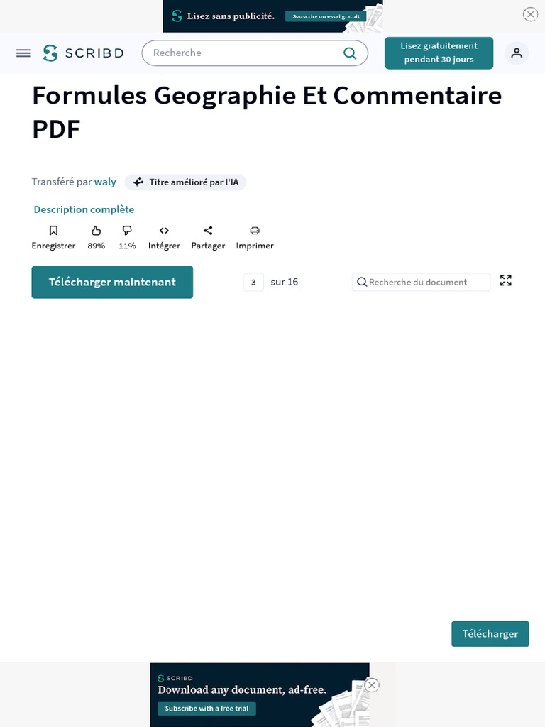 Formules Geographie Et Commentaire PDF: Télécharger Maintenant | PDF
