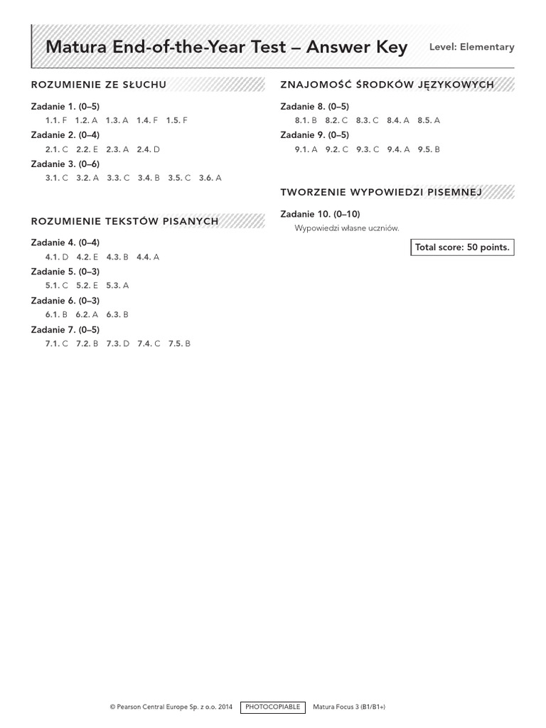 Matura Poziom Podstawowy Zestaw 1 Klucz | PDF