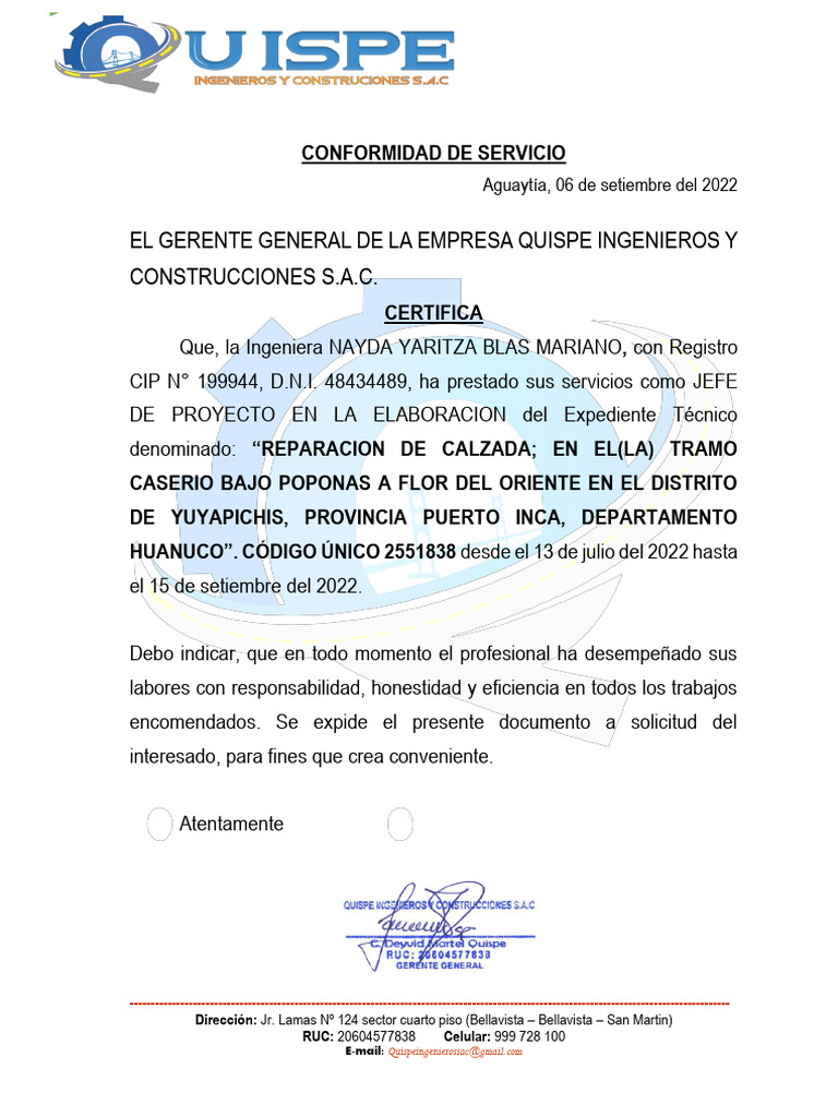 Certificado Costos Clider A Ruben-1 | PDF | Tecnología e ingeniería