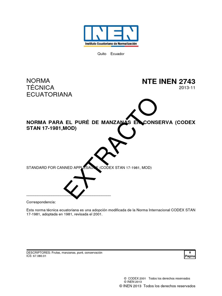 Nte Inen 2743 | PDF | Alimentos | Comida y bebida