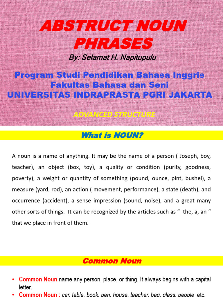 Advance Structure Unit 9 - Abstract Noun Phrases - Pert 9-1 | PDF ...