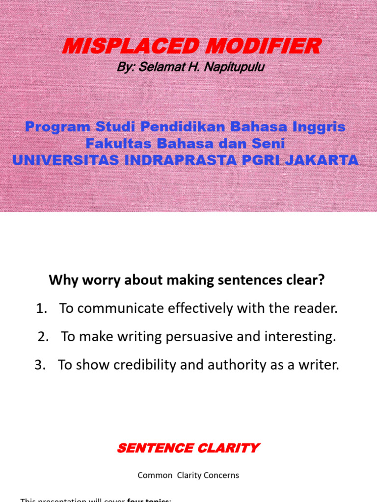 Advance Structure Misplced Modifier - Slide | PDF | Adverb | Adjective