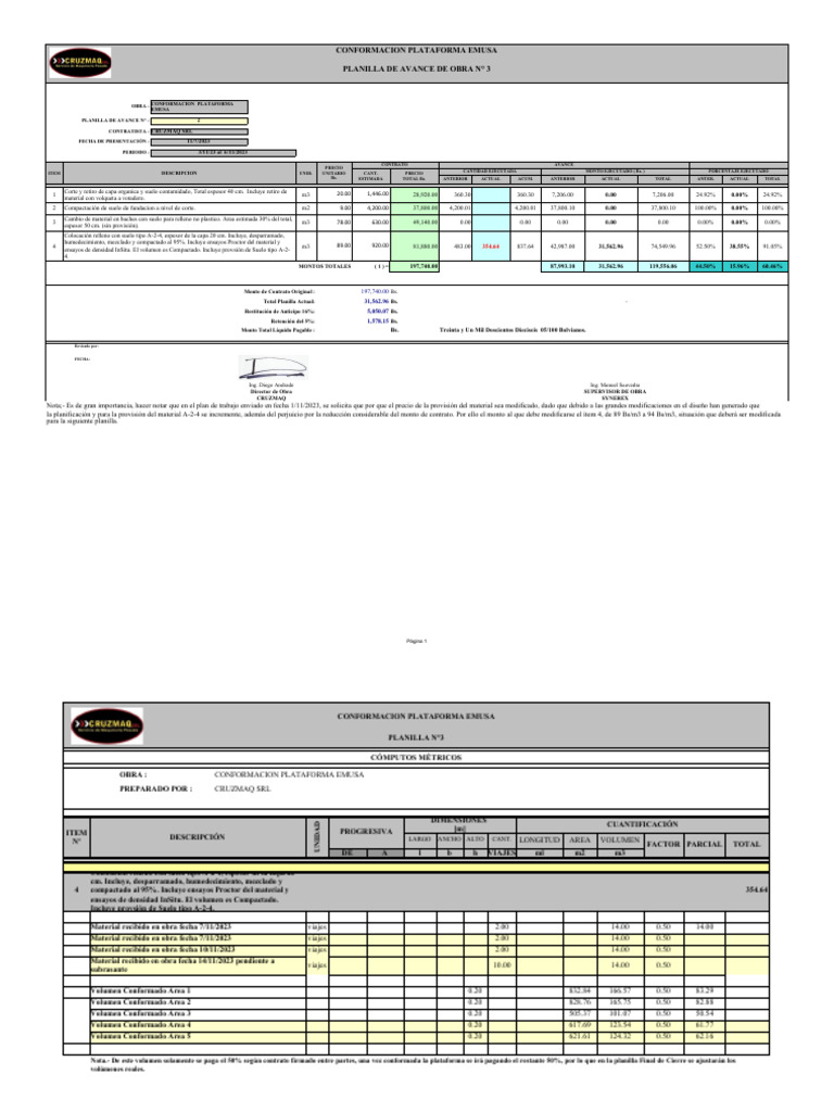Planilla N°3 EMUSA Act | PDF | Volumen | Metrología