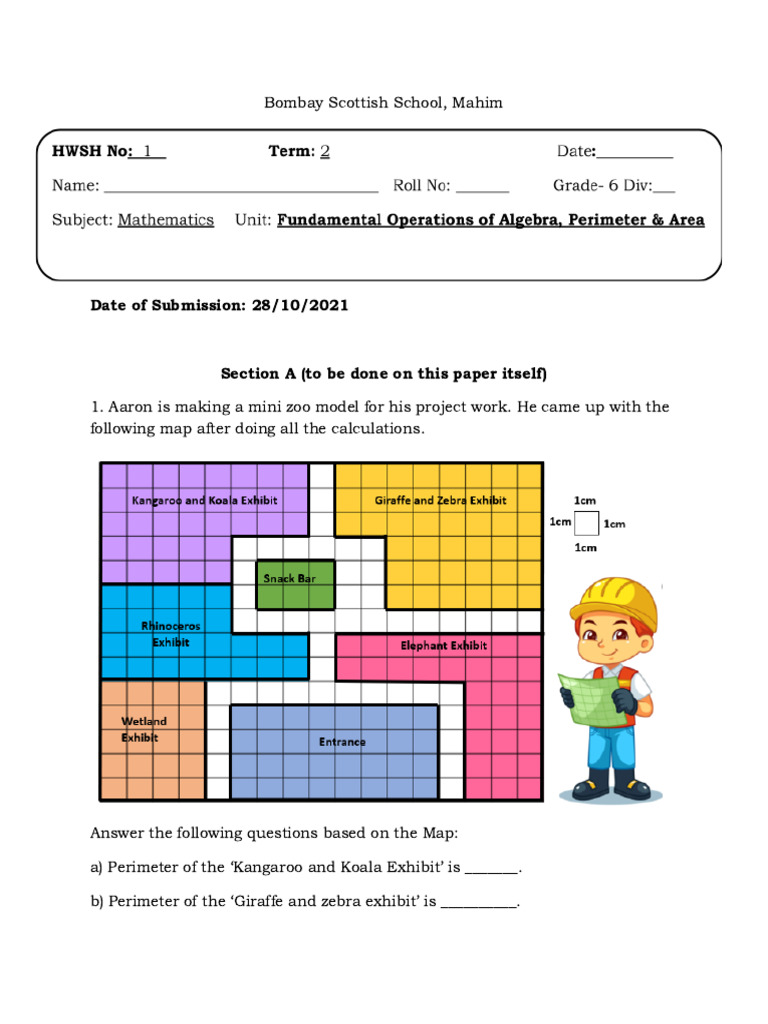 Bombay Scottish - STD 6 (2021-22) - Algebra, Area & Perimeter | PDF ...