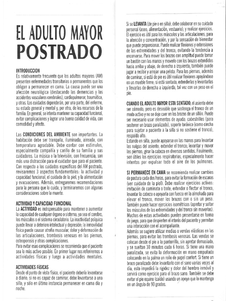 El Adulto Mayor Postrado | PDF