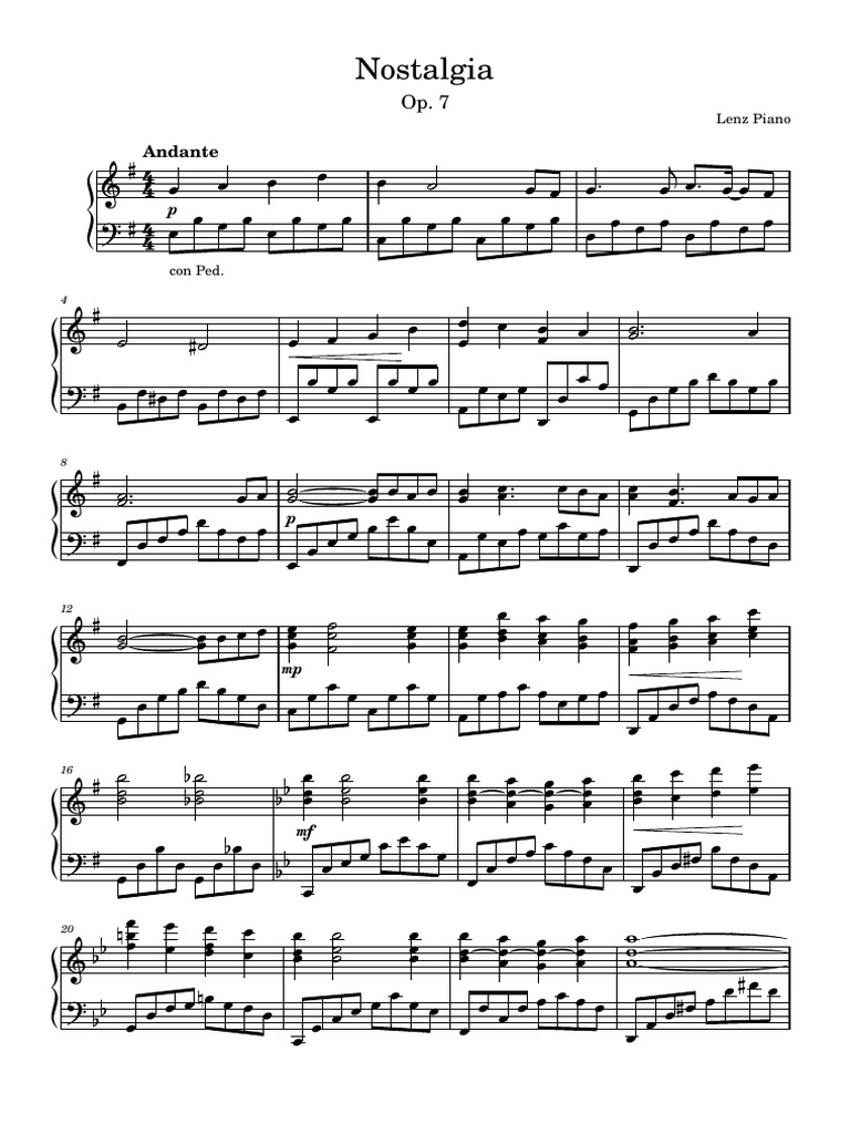 Nostalgia for Piano: Sheet Music | PDF