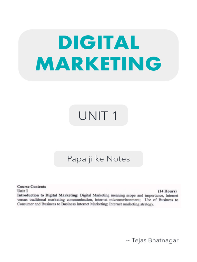 DIGITAL MARKETING (Unit 1) | PDF | Digital Marketing | Marketing
