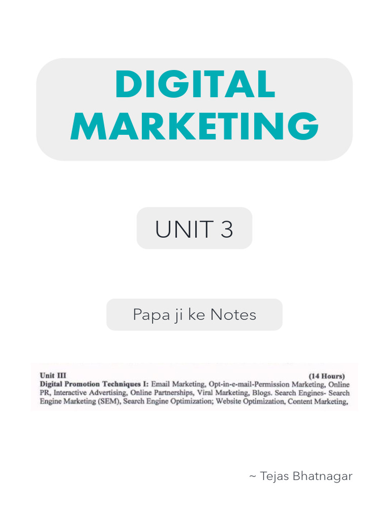 DIGITAL MARKETING (Unit 3) | PDF | Search Engine Optimization | Search ...