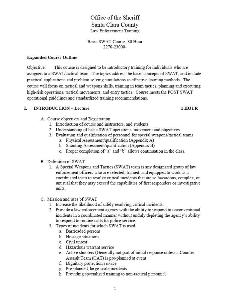 Outline | PDF | Swat | Police