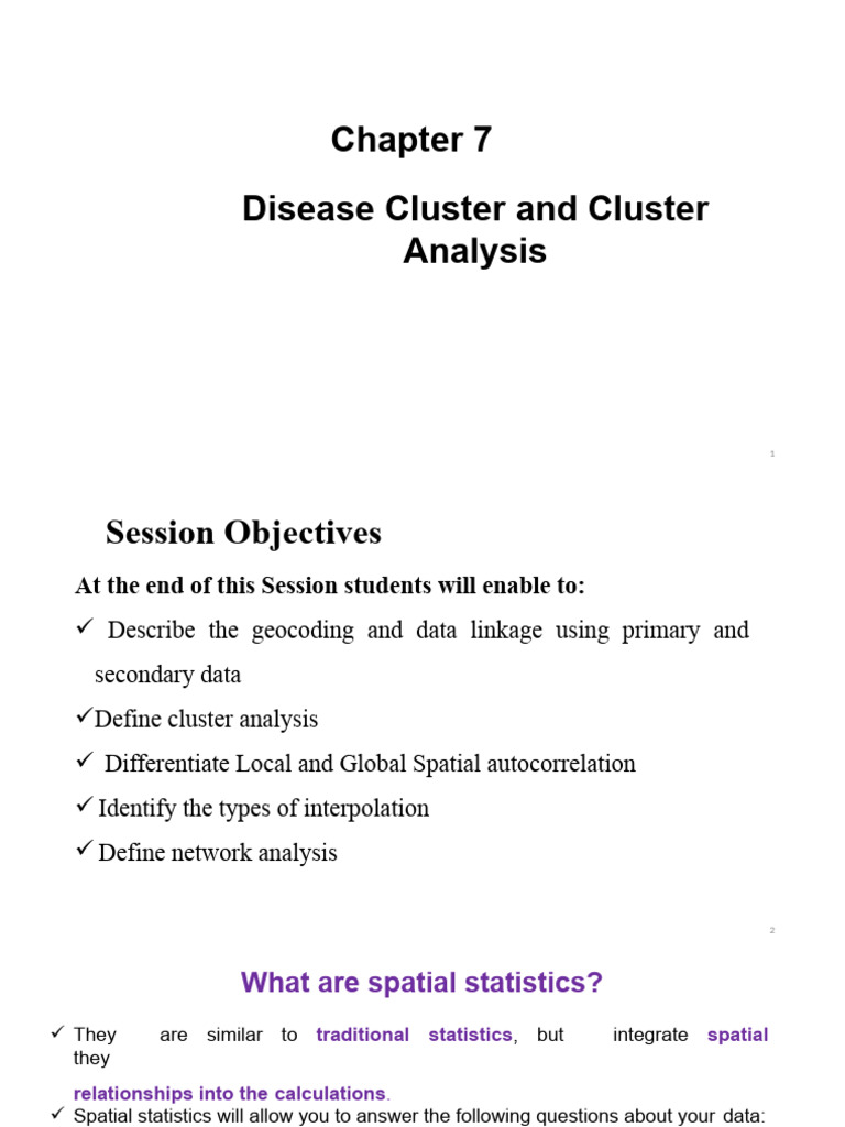 Chapter Seven Disease Cluster and Cluster - Analysis | PDF | Spatial Analysis | Statistics