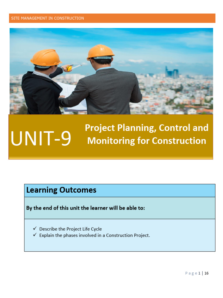 9 Project Planning - Control and Monitoring For Construction | PDF | Feasibility Study | Procurement