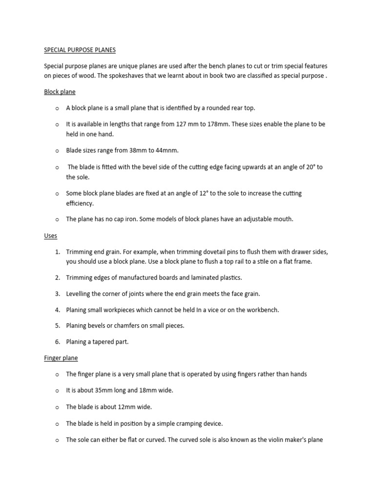 2.special Planes 2 | PDF | Blade | Plough