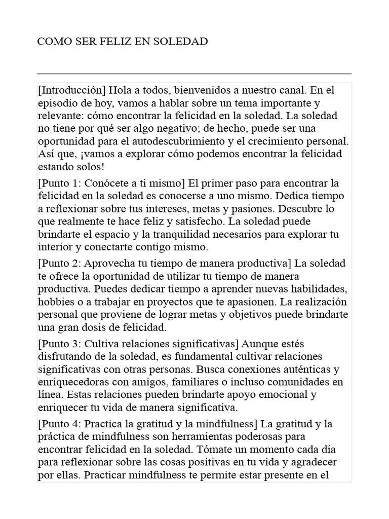 COMO SER FELIZ EN SOLEDAD | PDF