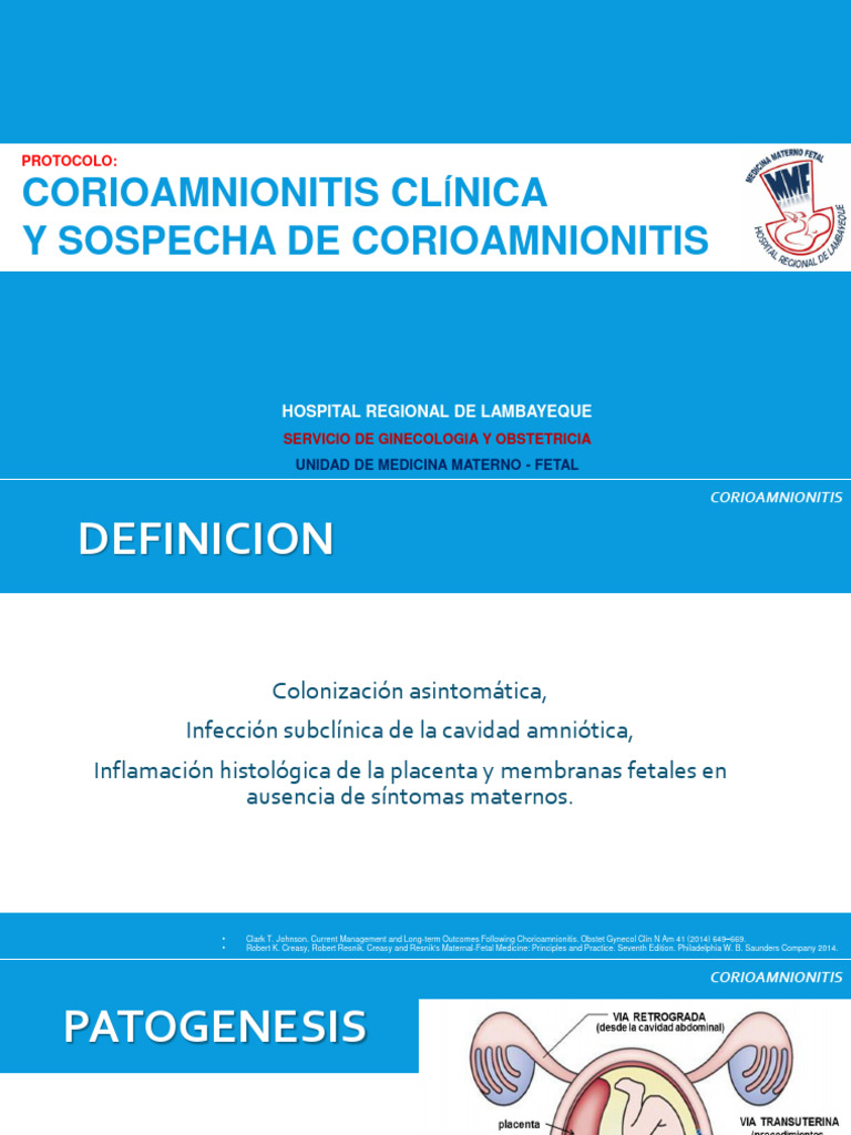 Corioamnionitis HRL Protocolo Bibliografia | PDF | Parto | Parto prematuro