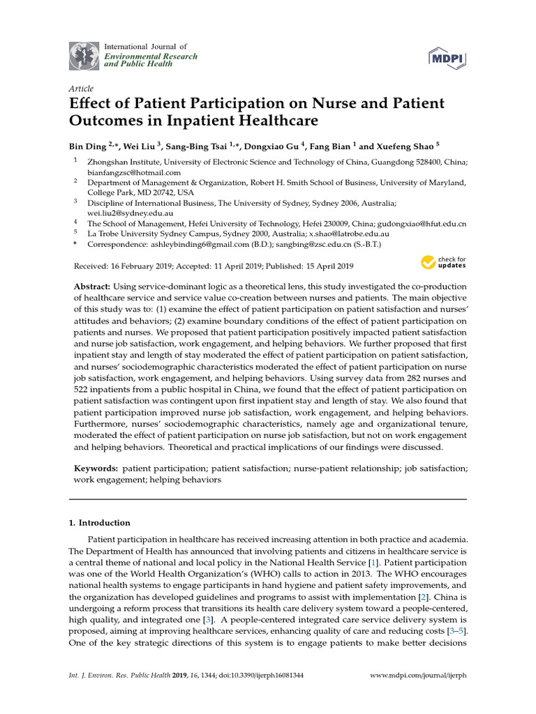 Patient Participation in Inpatient Care | PDF | Patient | Health Care