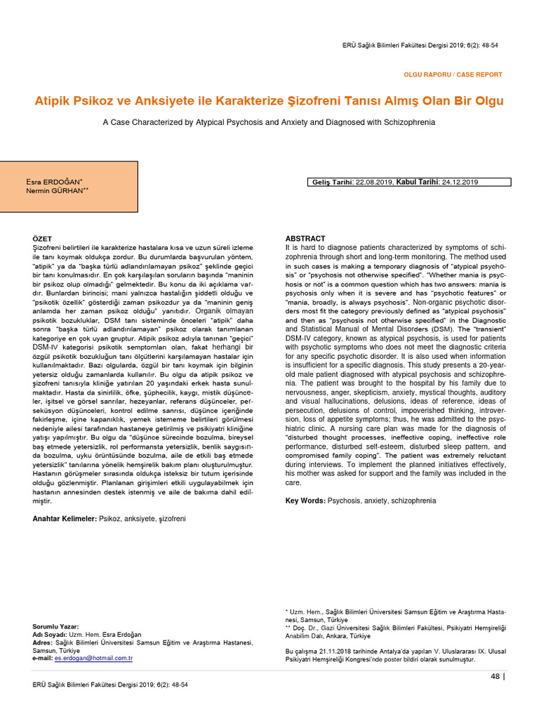 At P K Ps Koz Ve Anks Yete Ile Karakter Ze Zofren Tanisi Almi Olan B R Olgu (#609101) - 940032 | PDF