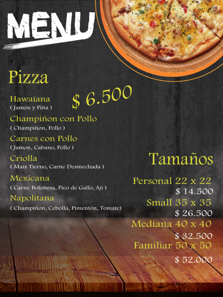 Menus Pizzeria | PDF | Salchicha | Hamburguesas