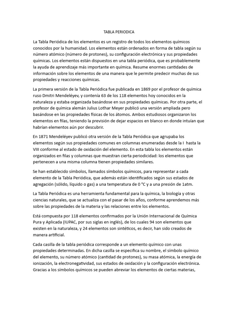 Tabla Periódica en inglés | PDF | Tabla periódica | Elementos químicos
