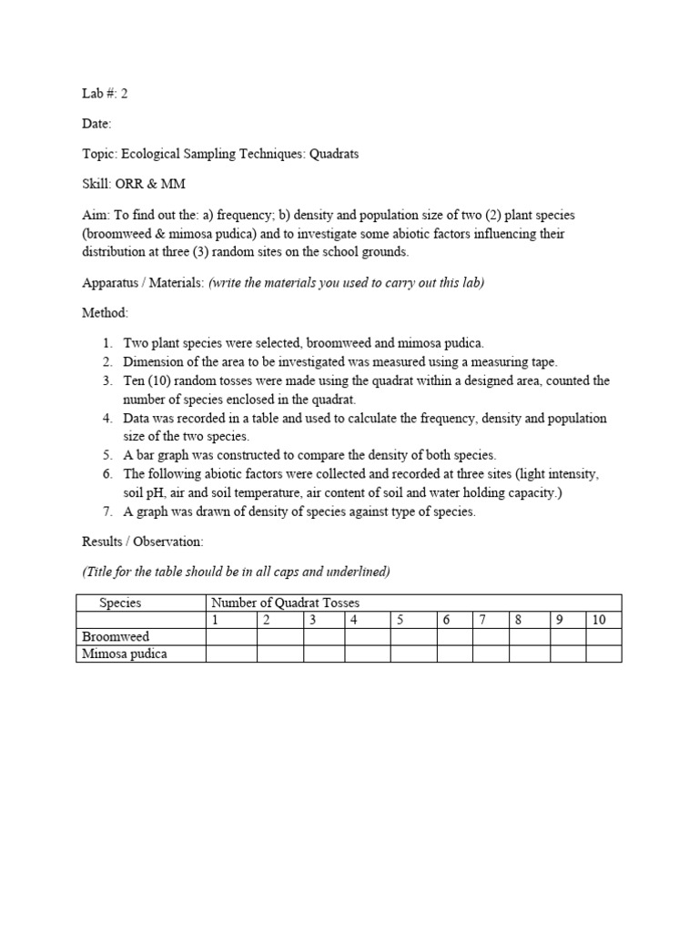 Rubric For Ecology Lab | PDF | Soil | Ecology