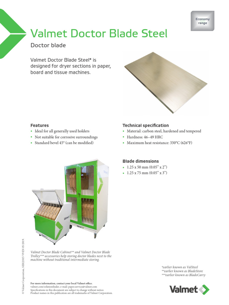 Valmet Doctor Blade Steel For Paper - Board and Tissue Machine Dryer ...