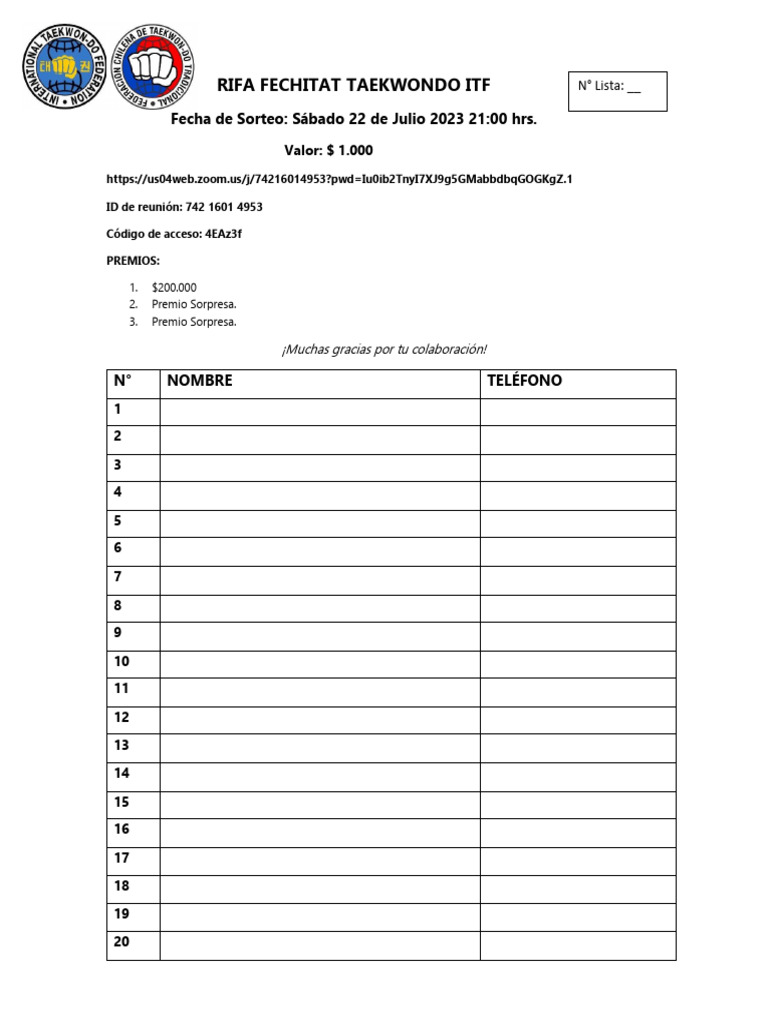 Rifa Fechitat 2023 | PDF