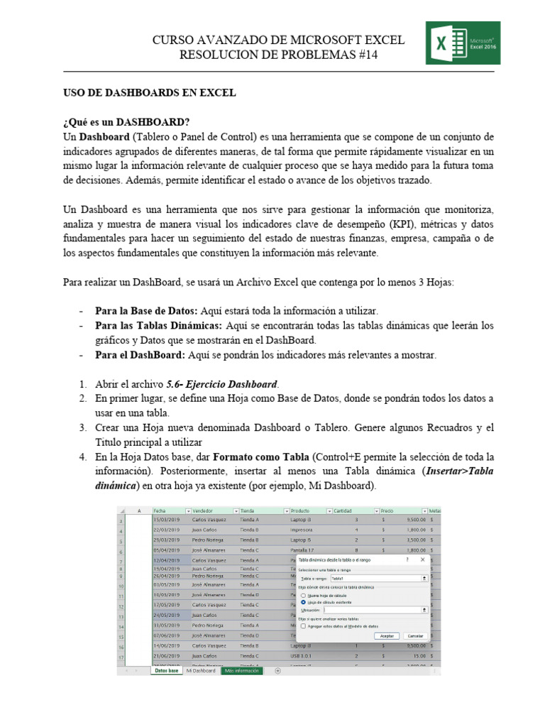 Practica 14 - Dashboards en Excel | PDF | Microsoft Excel | Información
